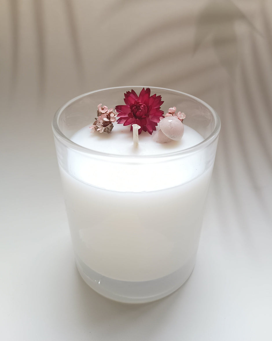 Crystal Infused Vegan Candles Embellished with Botanicals Hand-poured ...